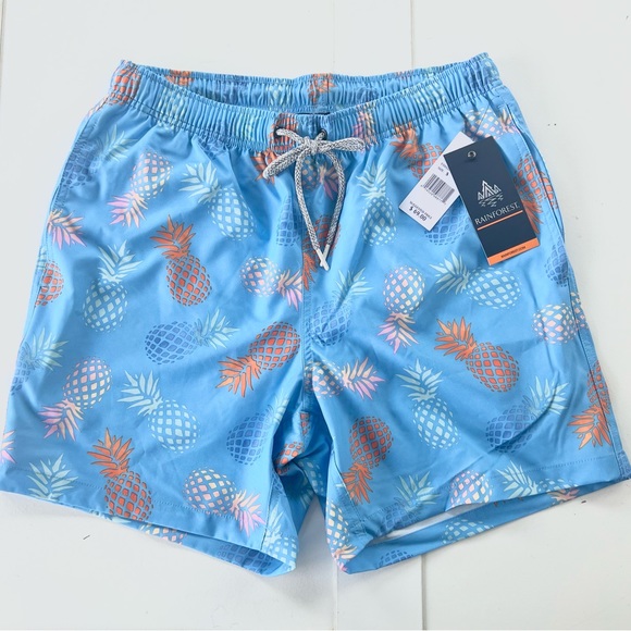 RAINFOREST | Swim | Rainforest Riviera Blue Pineapple Swim Trunks ...